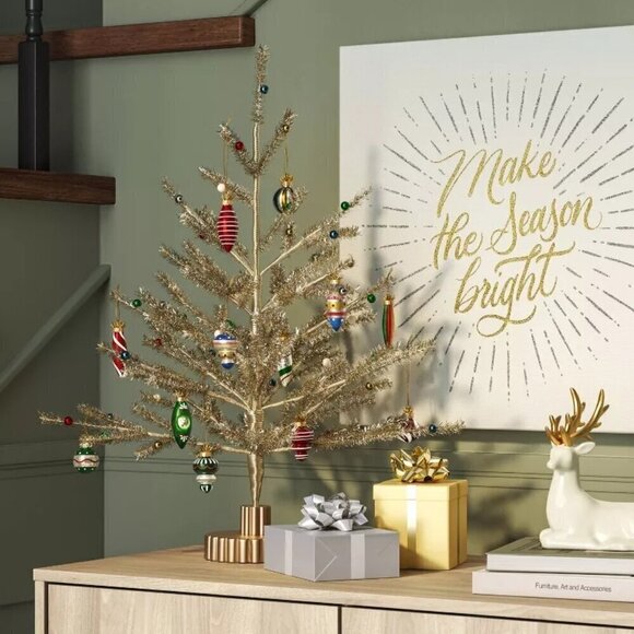 Threshold | Holiday | Threshold Christmas Decorated Tinsel Tree Gold ...
